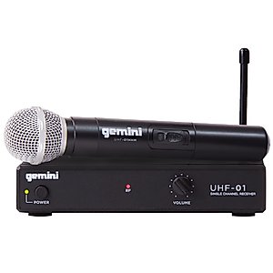 Gemini UHF-01M F1 Handheld Wireless Microphone System - Channel 1 - Professional Karaoke, DJ, and Podcast Mic