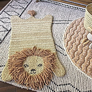 Crane Baby Safari Nursery and Toddler Room Décor, Wool Floor Rug for Boys and Girls, Lion Shape, 23" x 36"