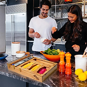 TILSI Storage Bag Organizer, Plastic Wrap Organizer and Dispenser with Cutter for Kitchen, Compatible with Gallon, Quart, Sandwich and Snack Variety Size Bag