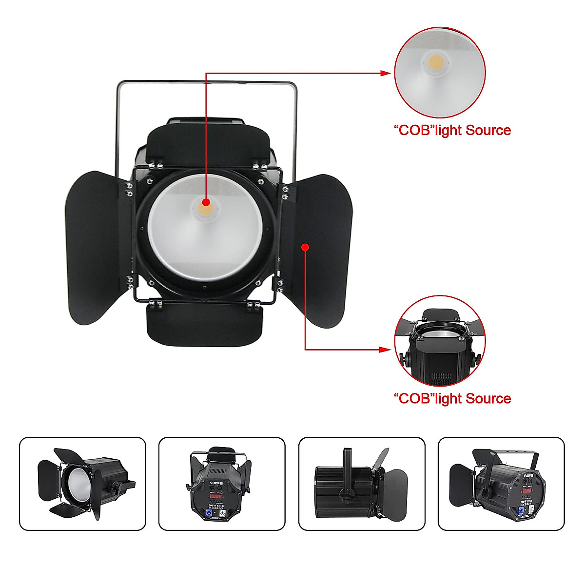 V-Show 200W Stage COB Par Light - Studio Lights Warm White DMX with Dimmable for Camera Photo Church Theater