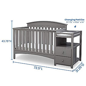 Delta Children Abby Convertible Crib and Changer, Grey