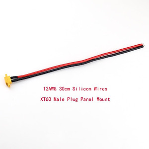 2PCS Amass XT60E-M Male plug battery connectors Mountable Pigtail Cable with 12awg 30cm Silicon Wires XT60 Panel Mount Connector for RC FPV Drone
