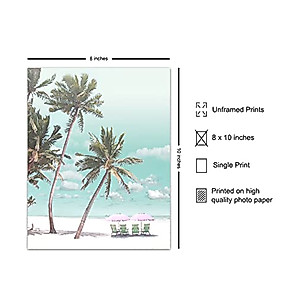 Tropical Palm Trees, Ocean Wall Art - Nautical Decoration for Bedroom, Living Room, Beach Themed Bathroom Decor - Gift for Sea Lovers, Women - 8x10 UNFRAMED Shabby Chic Boho Bohemian Photo