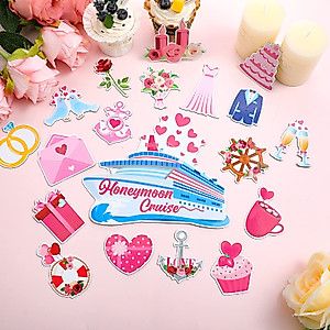 Oudain 19 Pcs Honeymoon Cruise Door Decorations Wedding Cruise Door Magnets Honeymoon Cruise Sign Wedding Car Magnets Cruise Ship Magnets for Honeymoon Anniversary Wedding Carnival Cruise Party Decor