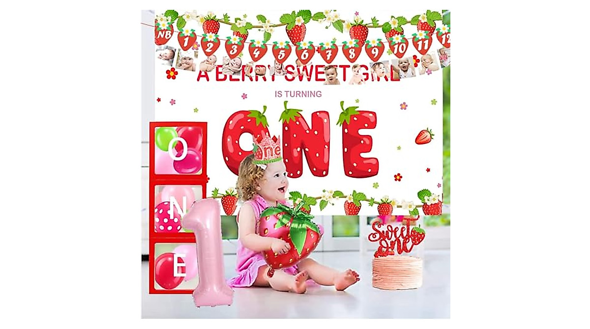 Berry Sweet First Birthday Decorations Kit - Perfect for 1st Party