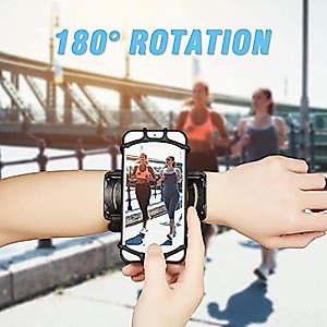 Newppon Phone Holder for Running Armband : Detachable Cell Phone Wristhband Case -360° Rotatable Universal Large Mobile Carrier Compatible with iPhone Samsung Galaxy for Workout Exercise Sports