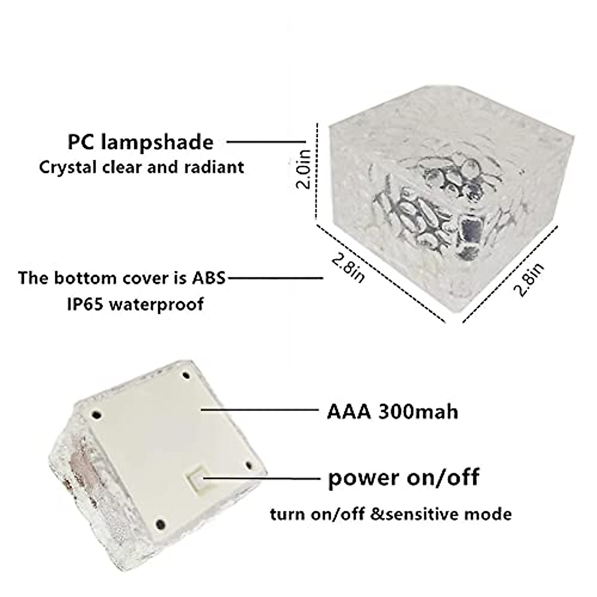 XINGTONG Solar Outdoor Lights Solar Ground Lights Solar Brick Lights Solar Landscape Lights for Garden, Patio, Walkway, Driveway,Deck Decorations 2.8x2.8 Size