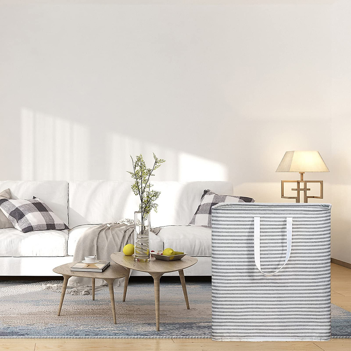 PFFVRP 100L Freestanding Laundry Hamper Collapsible Extra Large Laundry Basket with Easy Carry Extended Handles for Clothes, Dirty Clothes Hamper (Grey)