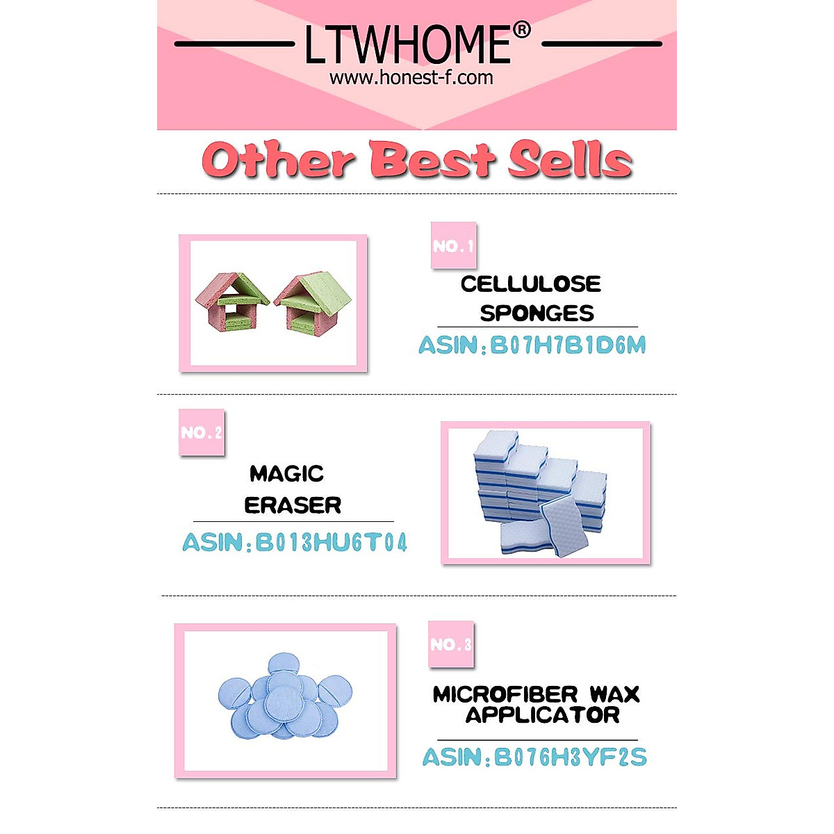 LTWHOME 20-Pack Three-Layer Extra Durable Wave Shape Magic Cleaning Sponge Eraser Multi-Functional Melamine Foam for Kitchen, Bathroom, Wall