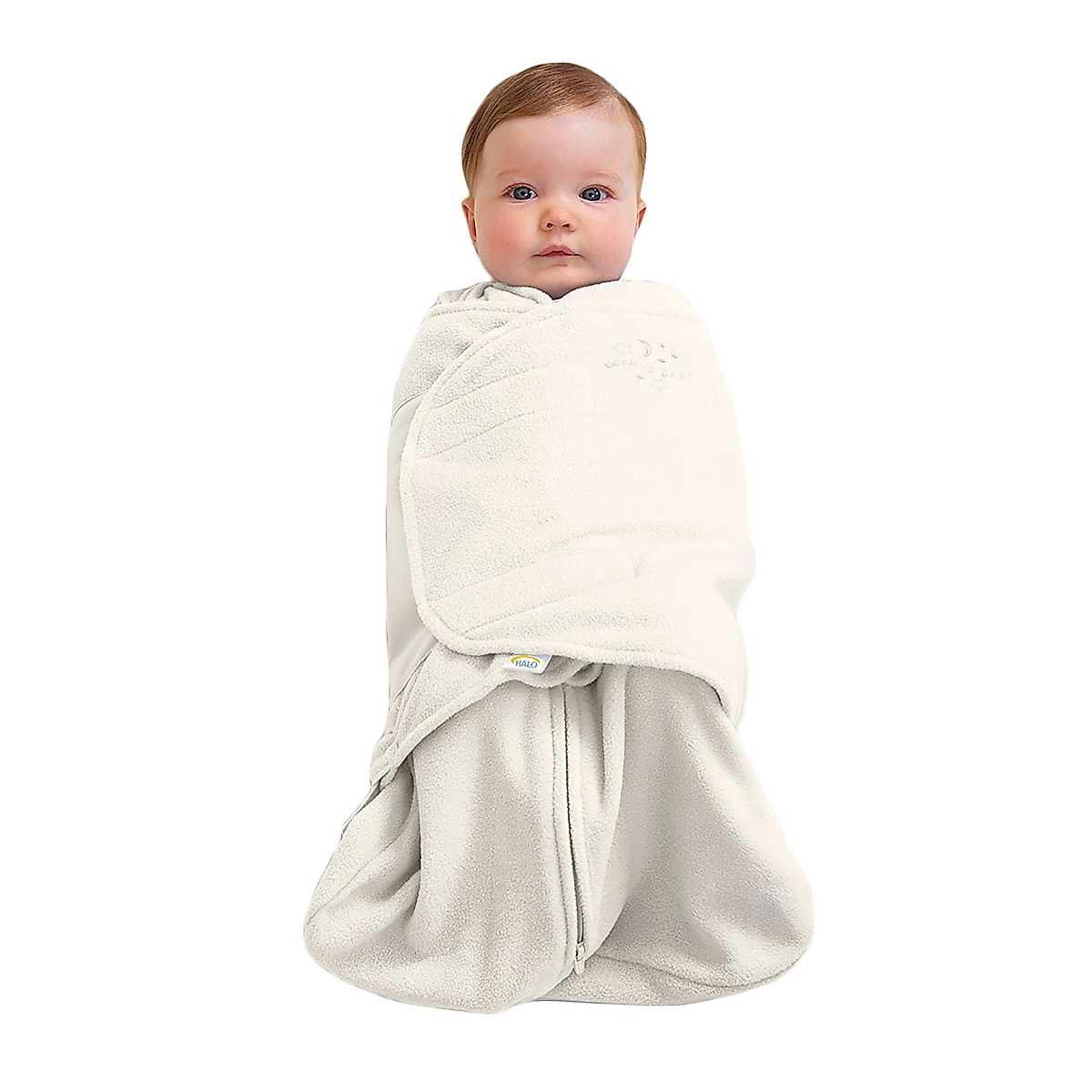 HALO Sleepsack Gift Set Bundle - Micro Fleece Swaddle Wearable Blanket, Cream, Small - Organic Cotton Swaddle & Wearable Blanket 2-Piece Gift Set Box, Strawberry, Small/Medium