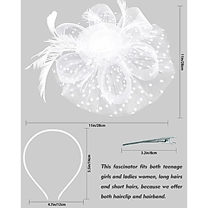 Bniksok Retro Fascinators Hat for Women Tea Party Headband Flower Weddings Bridal Shower Themed Party Favors White