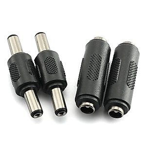 RLECS 2pcs DC 5.5x2.1mm Male to Male Power Plug Connector & 2pcs DC 5.5x2.1mm Female to Female Power Jack Connector Adapter for CCTV
