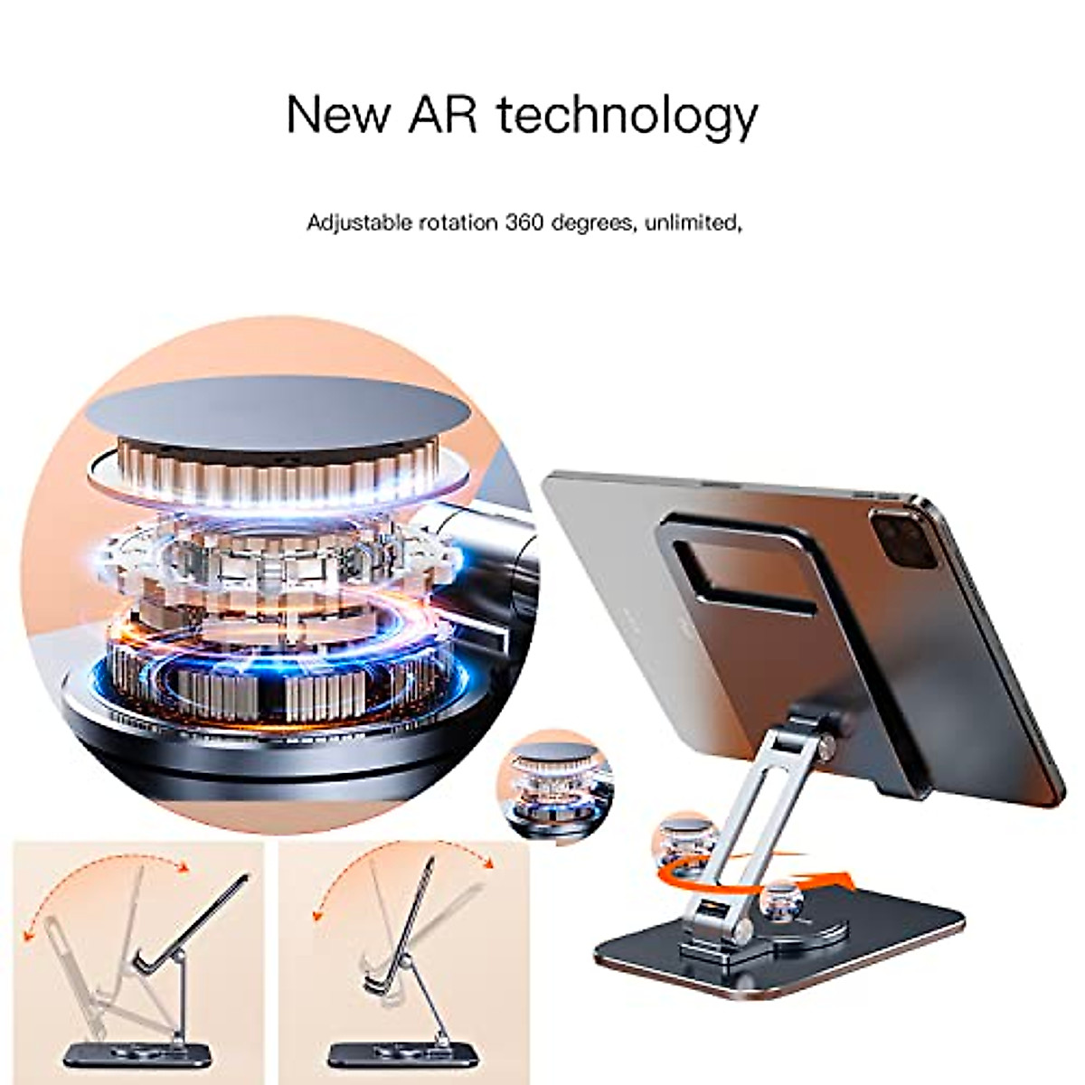 Cell Phone Stand 360° Rotation Phone stand Height Adjustable Cell phone Holder for Desk Foldable Aluminum Desktop Compatible with All Mobile Phones, iPhone 14,iPad,Tablet 4-12-Desk Accessories