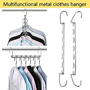 2Pcs Magic Stacking Wardrobe Hanger Clothes Multi Use Folding Metal Drying Rack Hanging Chain to Save and Organize Closet Space Organizer Bedroom Drying Hanger