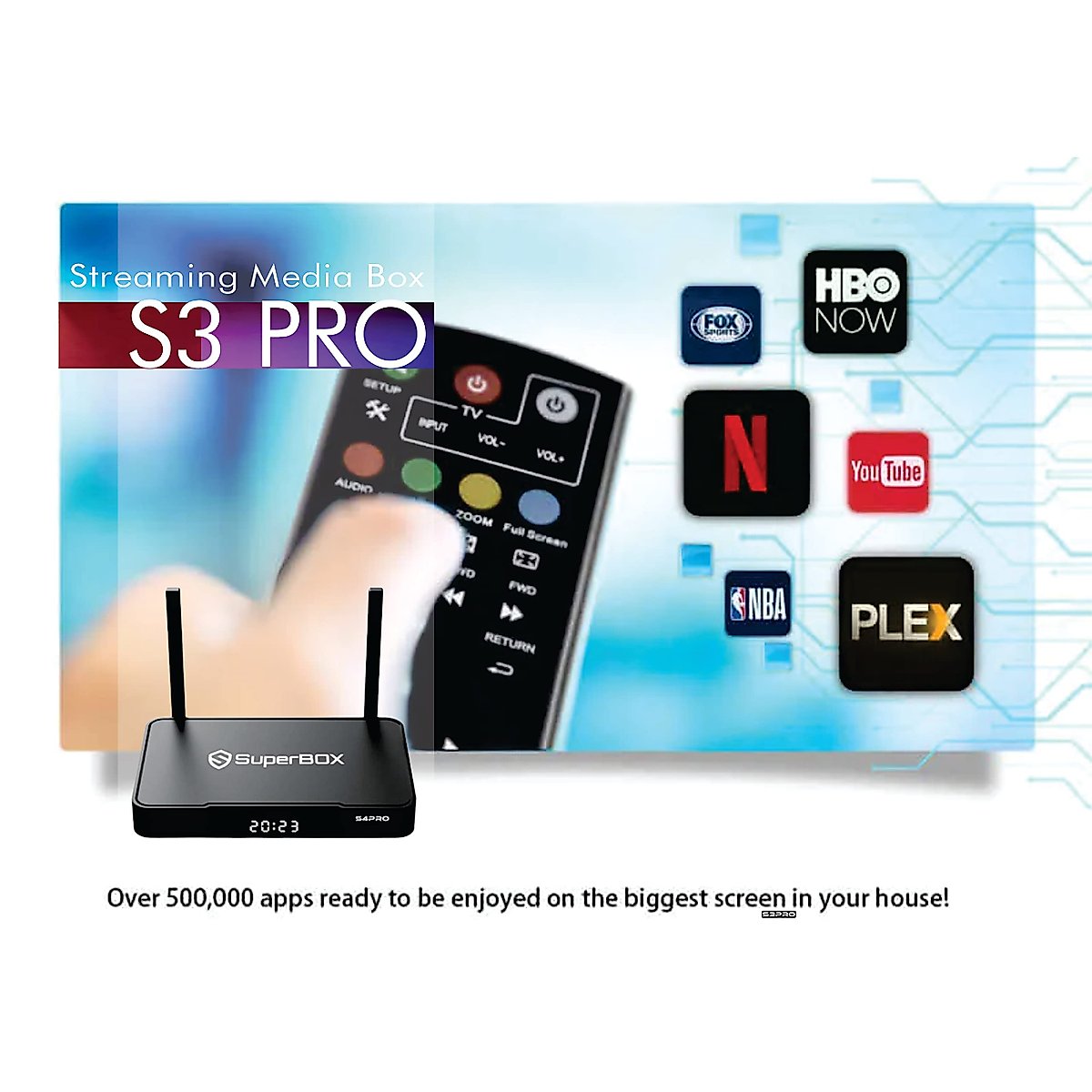 S3 Pro Android Tv Box Power up with Hdmi Gold Plate OLED 4K Extra Air Mouse 2.4GHz Mini Keyboard HDMI Switcher/Splitter 2 Input 1 Output Supports 4K HDR Compatible with PS5, PS4, Xbox, Switch, PC