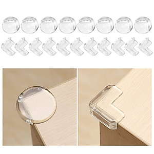Clear Corner Guards PVC Table Corner Protectors,Clear Edge Bumpers,High Resistant Adhesive Gel,Corner Protector for Baby,Kids,Furniture,Cabinet,Glass,Coffee Table (12 Fillet)