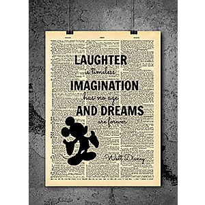 Imagination Laughter Quote Vintage Dictionary Art Print 8x10 inch Home Vintage Art Abstract Prints Wall Art for Home Decor Wall Decorations For Living Room Bedroom Office Ready-to-Frame