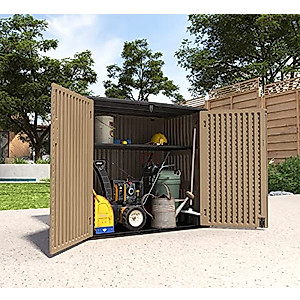 Mrosaa Large Horizontal Storage Sheds,38 cu.ft Resin Garden Shed Weather Resistance,Outdoor Storage Box Lockable for Patio,Backyard,Garden,Home(Brown)