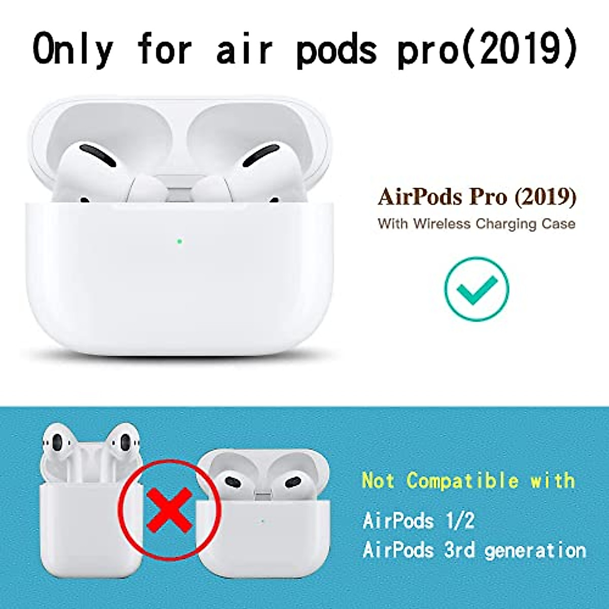 OLLSA AirPods Pro Case Cover Black Hard Shell Keychain Accessory Support Apple Airpod Pro 2019 Wireless Charging Case iPods Pro Case Men & Boys [Front LED Visible], 1.96*2.56*0.98 inch (ef-068)