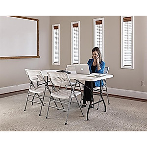 COSCO Ultra Comfort Commercial XL Plastic Folding Chair, 300 lb. Weight Rating, Triple Braced, White, 4-Pack