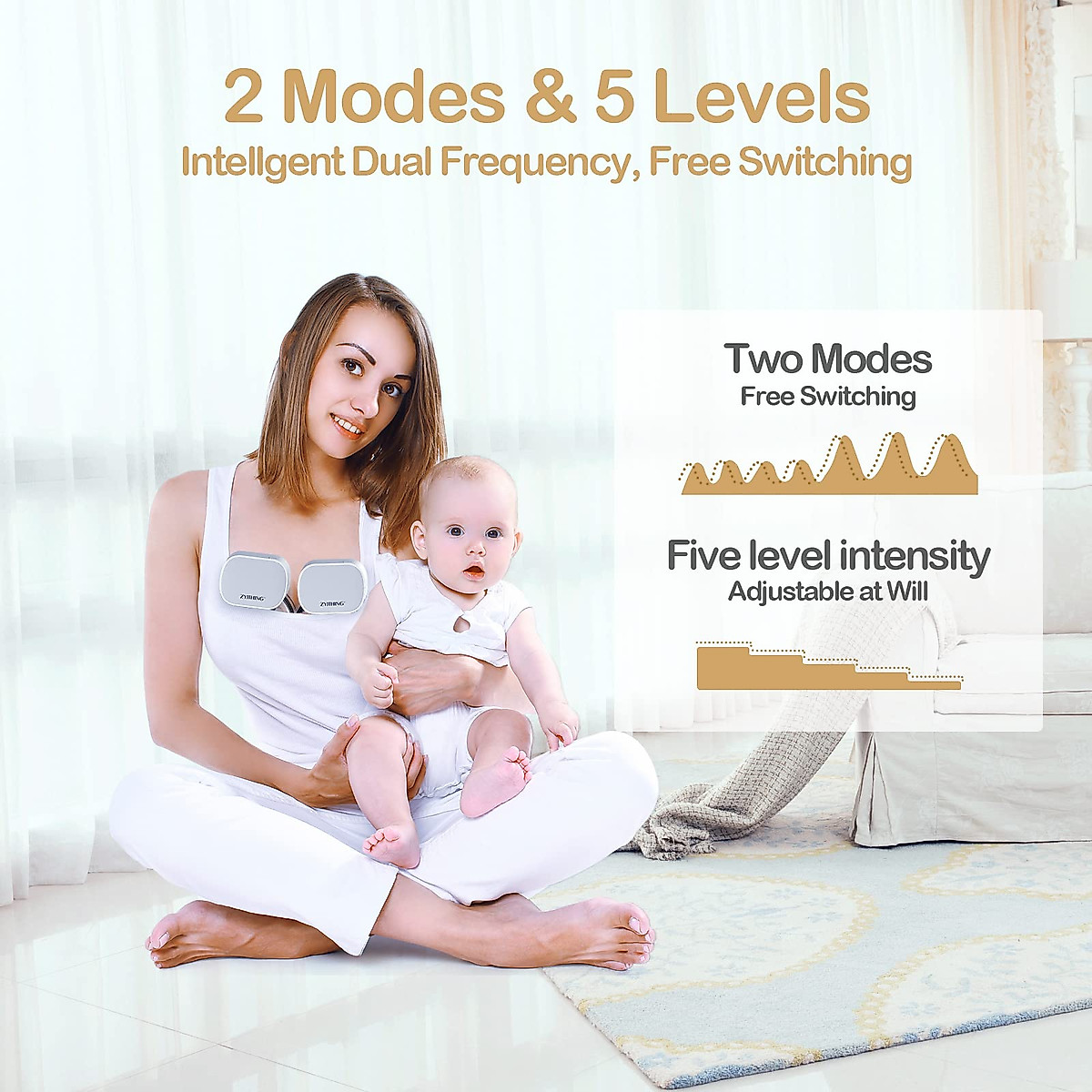 Breast Pump,Wearable Breast Pump,Breast Pump Hands Free,Hands Free Breast Pump,Low Noise,Painless Massage and Breast Suction 2Modes,5Levels Electric Breast Pump Portable，24mm Flange