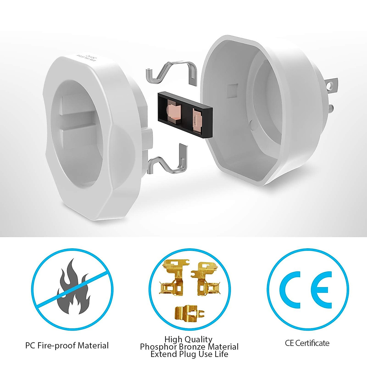 1 Pack Europe to US Plug Adapter, VINTAR European to US Plug Adapter, EU to US Plug Adapter, Europe to USA Travel Converter for Most of Europe EU Spain France Type C E F Plugs to US Power Adapter