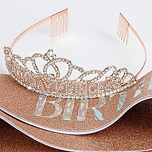 Birthday Princess Crown & Birthday Sash, Birthday Girl Crown Birthday Tiara for Women Birthday Decorations Birthday Crown and Sash for Girls Princess Birthday Gifts