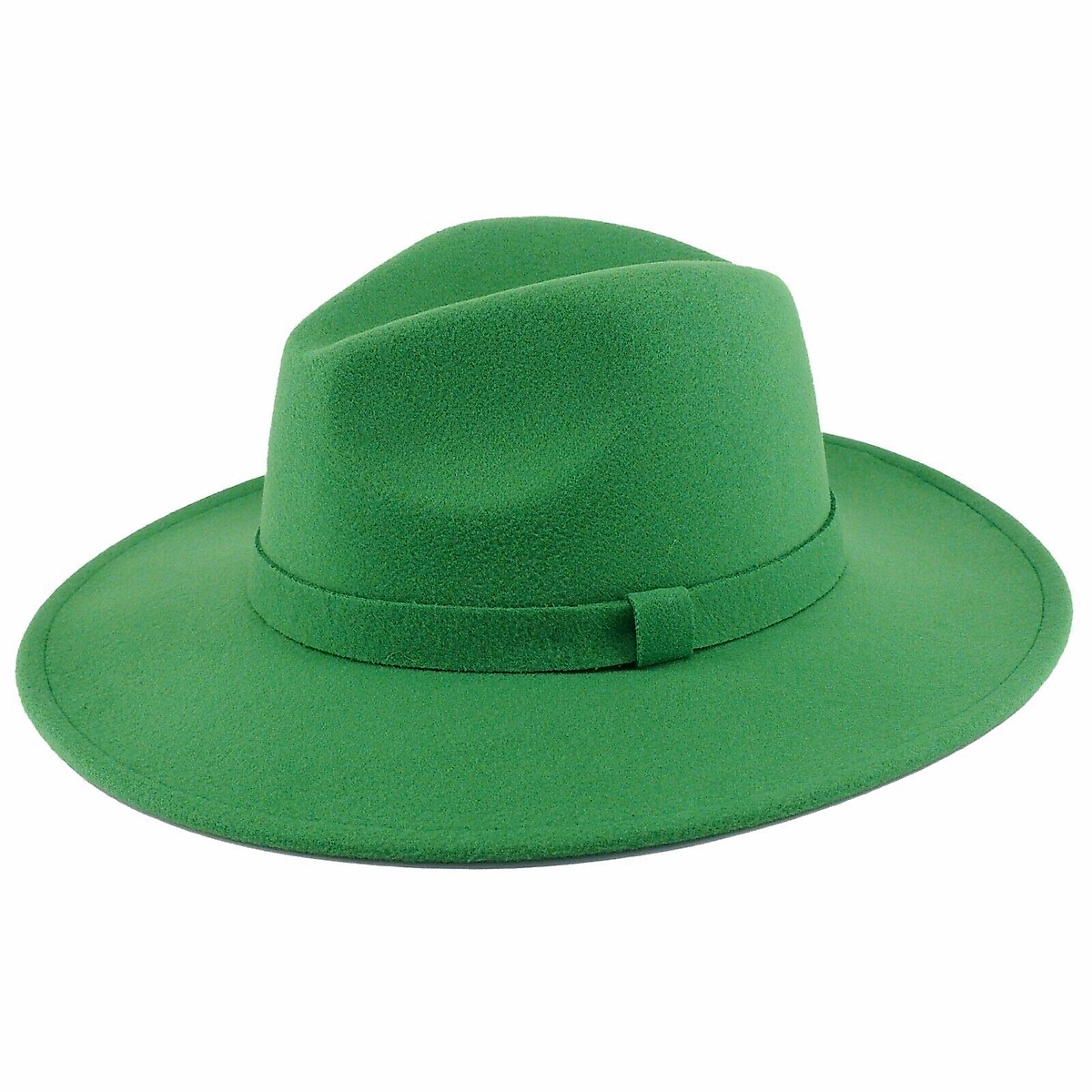 Mrlahat Women and Men Flat Wide Brim Warm Felt Fedora Hat Retro Style Panama Hat (Lime Green)