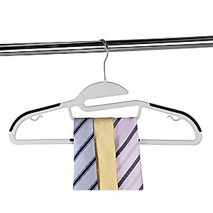 Finnhomy 50 Pack Plastic Hangers, Durable Clothes Hangers with Non-Slip Pads, Space Saving Easy Slide Organizer for Bedroom Closet, Great for Shirts, Pants, White