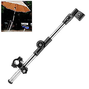 Umbrella Holder, Angle Adjustable Stroller Sun Protection Stand Stainless Steel Baby Infant Chair Mount Bicycle Bar Stretch Swivel Connector Bike Handle Frame for Outdoor Pram Wheelchair Accessories
