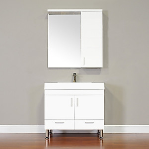 Alya Bath Ripley Bathroom Vanity, 36 inch, White