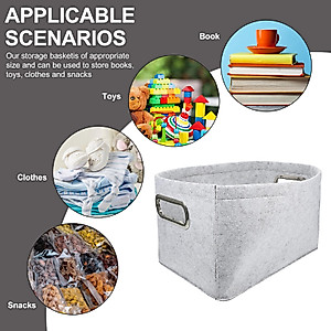 PRETYZOOM Felt Storage Basket, Foldable Storage Basket with Handle Fabric Drawers Storage Baskets Cube Shelf Organizer For Toys Blankets Clothes (24X35X31cm)