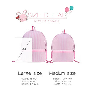MT WORLD Personalized Toddler Backpack Preschool Backpack Daycare Backpack Child Backpack Preppy Packpacks Kids Bookbags Seersucker Toddler Bookbag(Pink)