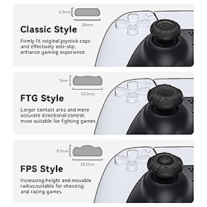 GeekShare Thumb Grip Caps for Playstation 5 Controller, Thumbsticks Cover Set Compatible with Switch Pro Controller and PS4 PS5 Controller, 3 Pairs / 6 Pcs (Black)