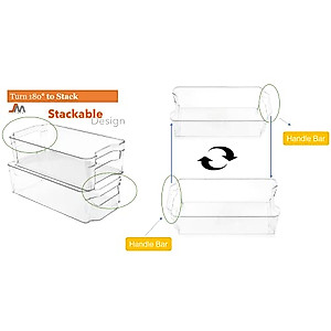 Jinamart Refrigerator Organizer Bins 6 Pcs Multiple Sizes Clear Plastic Storage Bins for Fridge, Freezer, and Pantry Organization, Includes 2 Wide, 2 Narrow, 1 Large Bin & 1 Egg Holder(12 Egg)