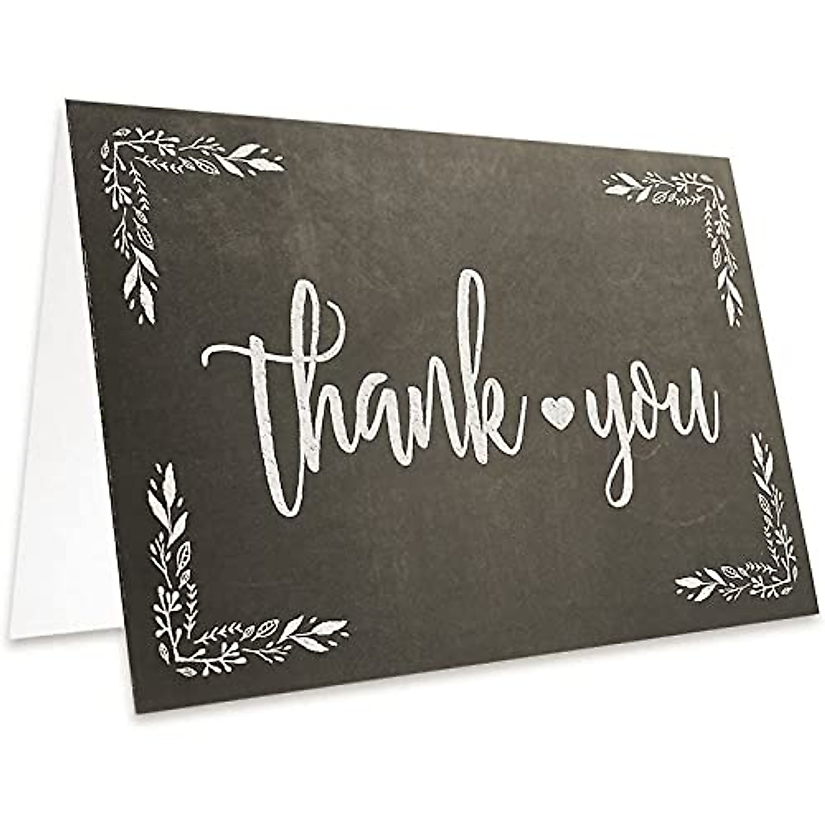 144-Count Thank You Cards with Envelopes, Blank 6 Assorted Bulk Thank You Greeting Notes Black and White Chalkboard Designs for Graduation Baby and Bridal Shower Birthday Wedding Party, 4 x 6 inches