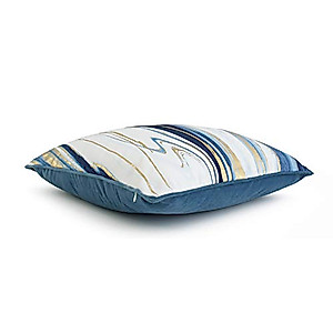 Thro by Marlo Lorenz Dragonfly Kia Marble Raised Foil Pillow, 1 Count (Pack of 1), Gold, Blue