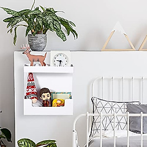 2 Packs Bedside Shelf Accessories Organizer, Small Floating Wall Shelves, 7 Inch Acrylic Wall Shelf for Bedroom, Living Room, Bathroom, Office, Small Bookshelf,Kids Room Decor (White)