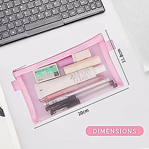 Toplive 3 Pieces Pencil Case Set, Clear Exam Pencil Pouch, Mesh Zipper Pen Pouch, Nylon Pencil Storage Pouch, Makeup Bag for Women, Portable Office Stationery Pouch for Students Adults
