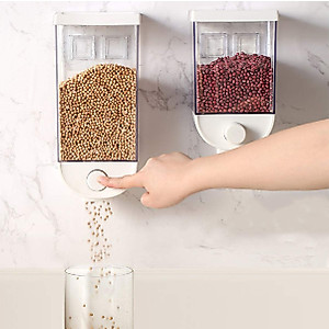 Wall-mounted grain container dispenser, dry food dispenser, used for dry food, nuts, candy, beans, cat food, dog food (1500ML)