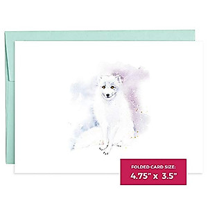 L'apostrophe Polar Bear, Seal, Fox, Snowy Owl Note Cards - Blank Inside with Envelopes - Greeting Notecards - Watercolor Set of Winter Animals  - Thank You Notes