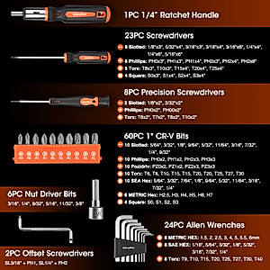 ValueMax 126PC Magnetic Screwdriver Set with Plastic Racking Organizer, Magnetizer Demagnetizer, DIY Tools & Equipment for Men Women Mechanic, Herramientas Tool Bit Kit Home Improvement Gift