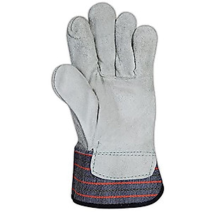 MAGID DuraMaster TB725E Gunn-Cut Leather Palm Glove with Safety Cuff, 12 Pairs