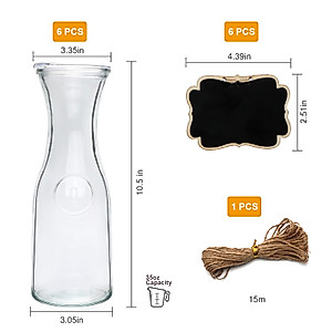 35oz Glass Carafe Pitchers,Accguan Juice Jug for Drinks with Acrylic Lids,Suitable for Wine,Fruit Tea,Drinks,Brunch,Lemonade, Milk, Iced Tea, Juice Cans,Bar Party,Wedding Scene(6pcs)