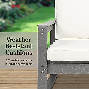 Laurel Canyon Outdoor Club Chair HDPE Recycled Plastic Patio Chairs with Cushion, Slate Grey