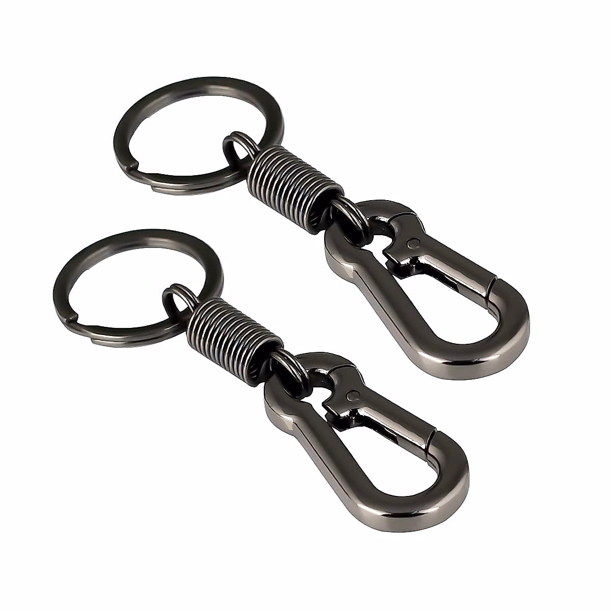 2PCS Carabiner Shape Keychains, Zinc Alloy Spring Keyring, Anti-Lost Retractable Clip Keyring, Gourd Buckle Keyfob Key Holder