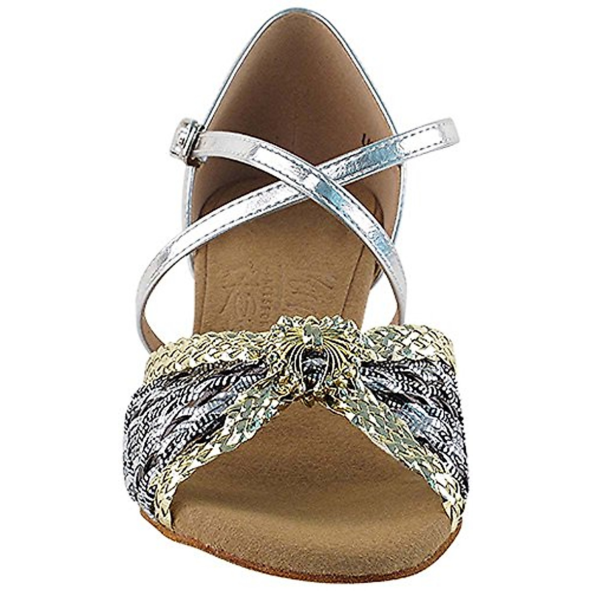 Women's Ballroom Dance Shoes Salsa Latin Practice Dance Shoes Gold & Silver Braid S92309EB Comfortable - Very Fine 2" Heel 9 M US [Bundle of 5]