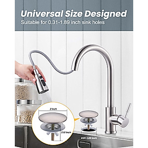 ALEASHA Kitchen Sink Hole Cover, Faucet Hole Cover for Kitchen Sink, Tap Hole Plate Stopper Cover Blanking Brass Metal Plug, Brushed Nickel