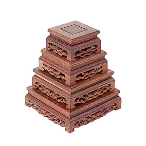 Chinese Wooden Rosewood Carved Base Square Vase Plant Fishbowl Sculpture Display Stand