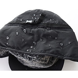 Connectyle Outdoor Mens Warm Hunting Hat with Earflaps Winter Skull Cap Faux Fur Baseball Cap Black